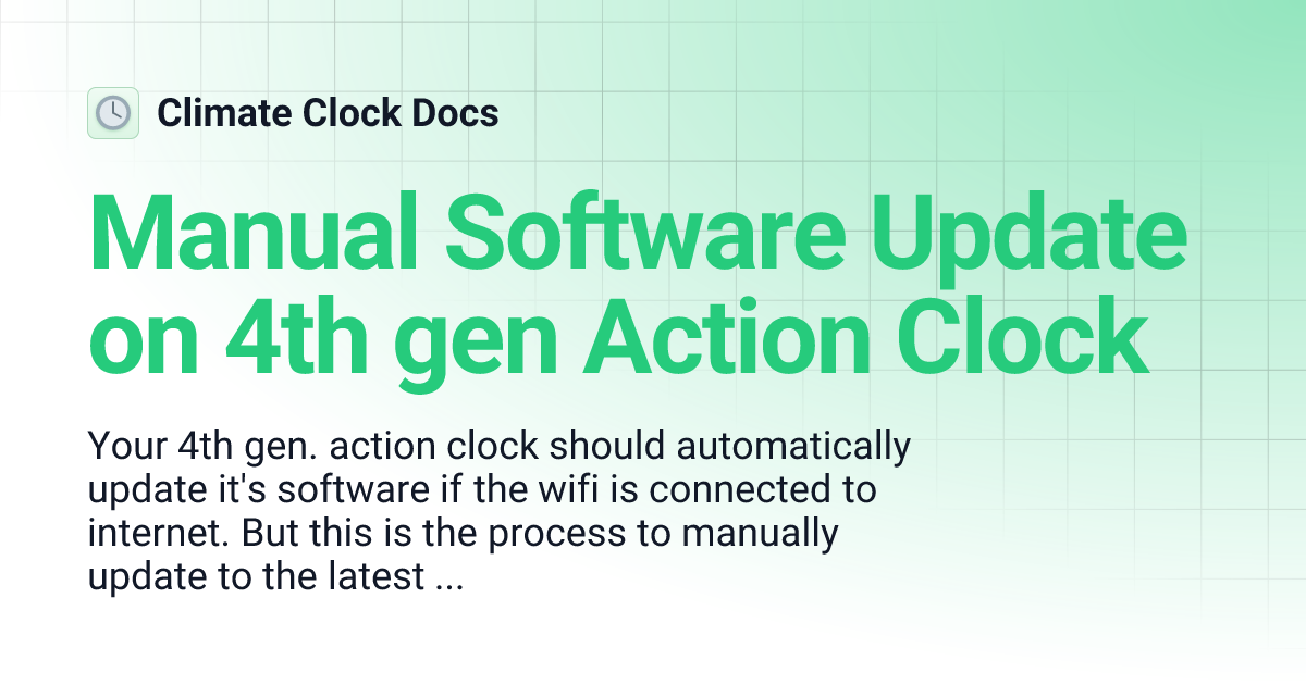 Manual Software Update on 4th gen Action Clock | Climate Clock Docs